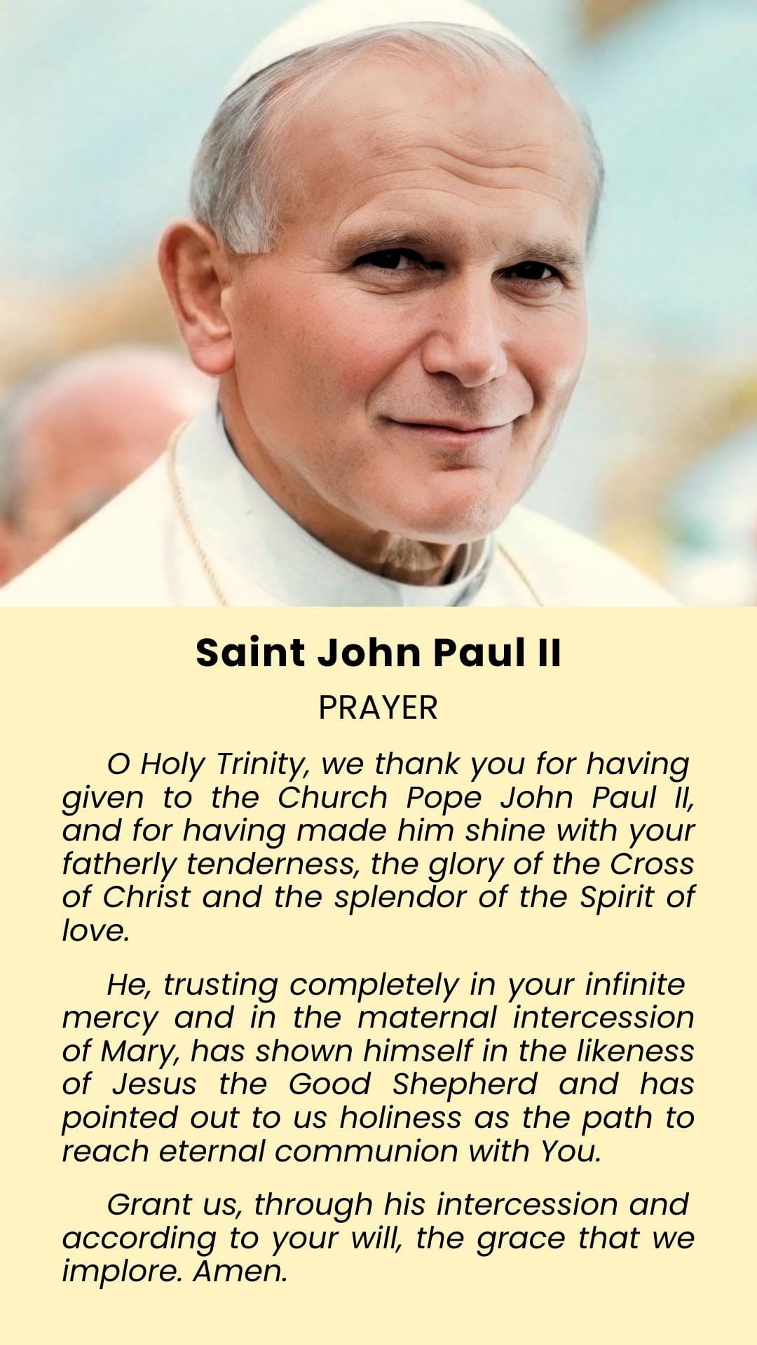 PRAYER TO ST. JOHN PAUL II